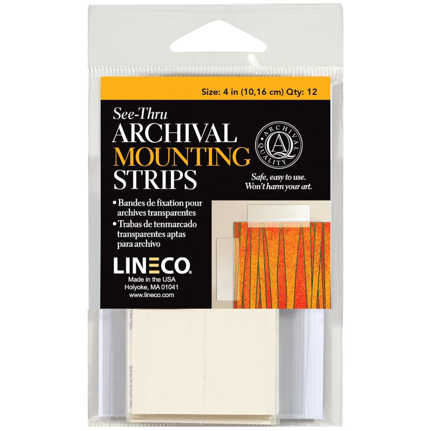 Lineco Artwork Archival Mounting Strips Clear 3.17cm x 10.16cm (12 Pac ...