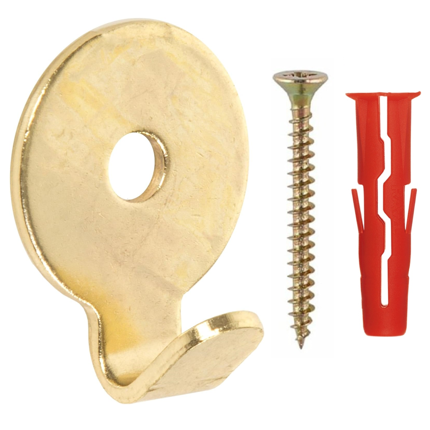 Brass Heavy Duty Round Picture Hook & Fixings (20 Pack) – Go Hardware